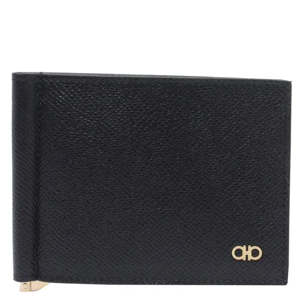 FERRAGAMO Gancini Wallet With Clip - Black