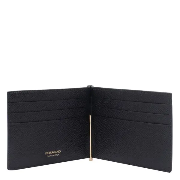 FERRAGAMO Gancini Wallet With Clip - Black