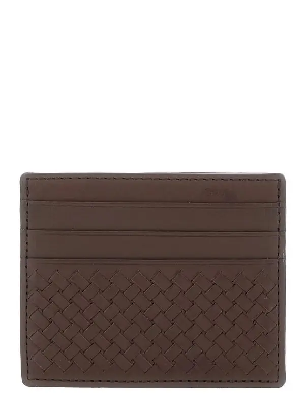 Dragon Diffusion Card Holder With Woven Design In Leather For