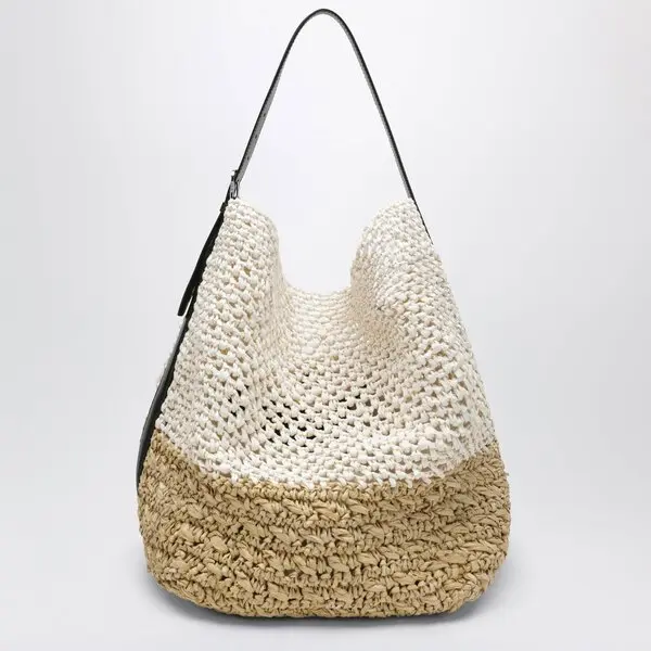 TOTEME Tote Bag With Belt Detail In Ecru Raffia - Cream