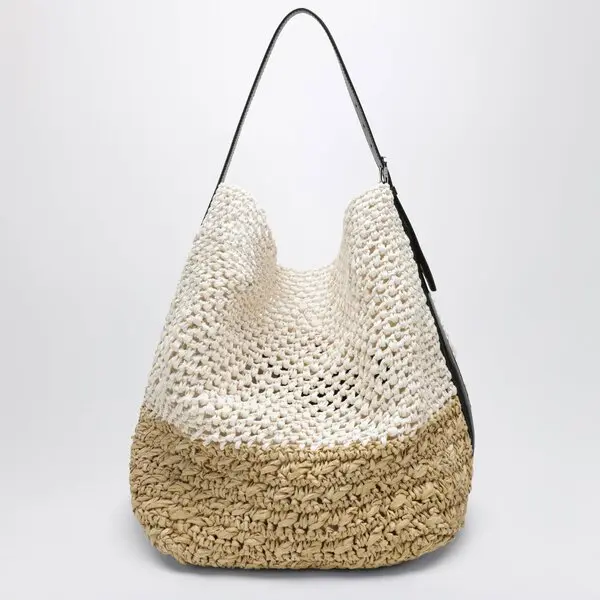 TOTEME Tote Bag With Belt Detail In Ecru Raffia - Cream