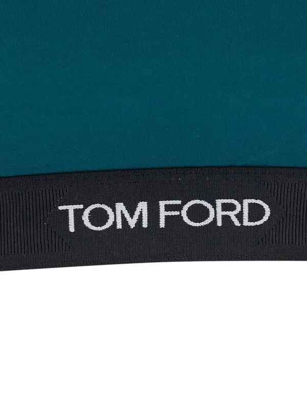 TOM FORD Tech Fabric Square Neckline Top With Logo Lettering - Green