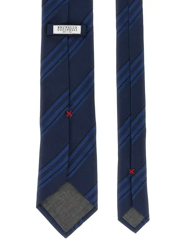 Brunello Cucinelli Operated Stripe Tie - Blue