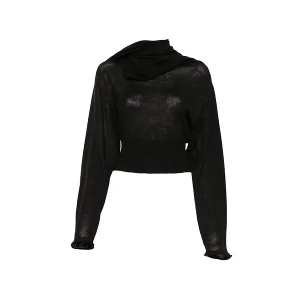 Rick Owens Knitted Draped Neck Long Sleeves Top
