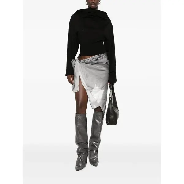 Rick Owens Knitted Draped Neck Long Sleeves Top