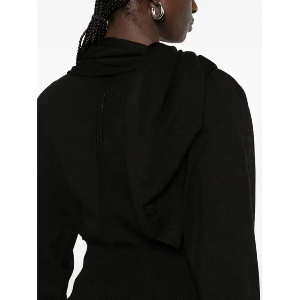 Rick Owens Knitted Draped Neck Long Sleeves Top