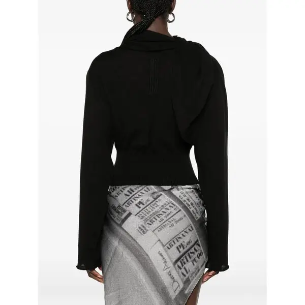 Rick Owens Knitted Draped Neck Long Sleeves Top