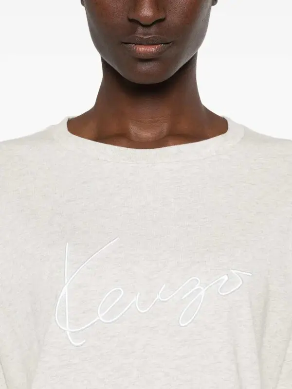 Kenzo Signature Logo Long Sleeve T-shirt - Gray
