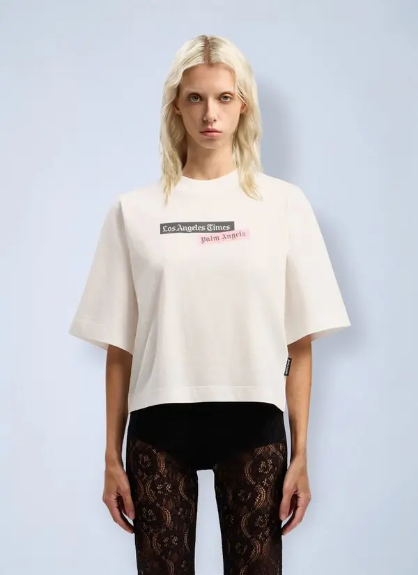 Palm Angels Paxlatimes Cropped T-shirt - White