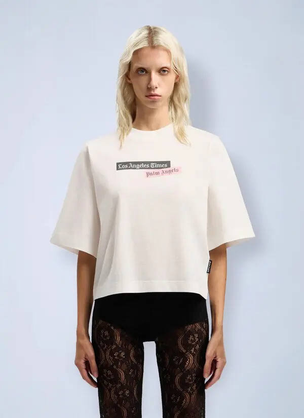 Palm Angels Paxlatimes Cropped T-shirt - White