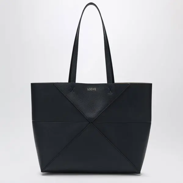 Loewe Medium Puzzle Fold Tote Bag In Navy Leather - Blue