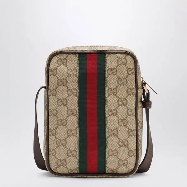 Gucci Mini Gg Bag With Web Stripe In Sand Beige Coated Fabric