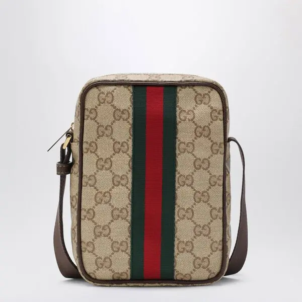 Gucci Mini Gg Bag With Web Stripe In Sand Beige Coated Fabric - Cream