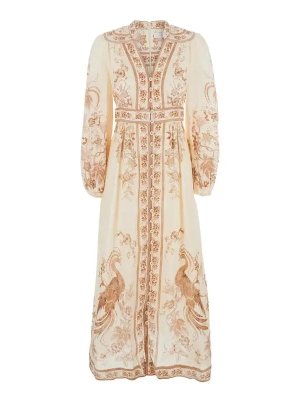 Zimmermann Indra Long Linen Dress - Multicolor