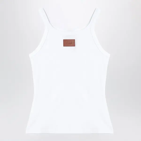 Fendi Cotton Logo Patch Tank - White