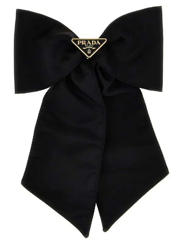 Prada Re-nylon Bow Hair Clip - Black