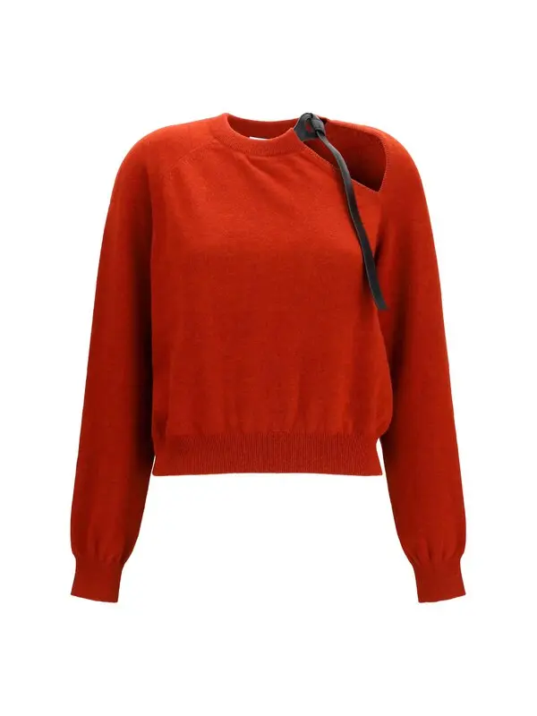 FERRAGAMO Crewneck Sweater With Cut-out Detail - Red