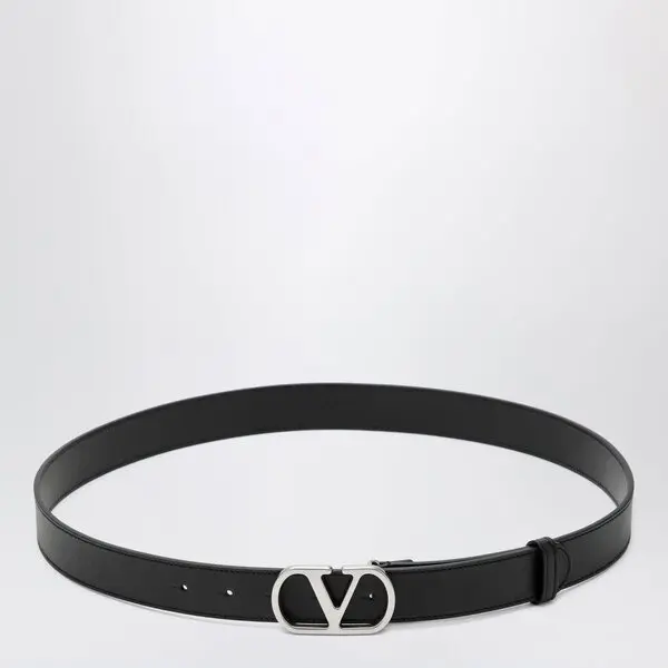 Valentino Garavani Vlogo Signature Leather Belt - Black