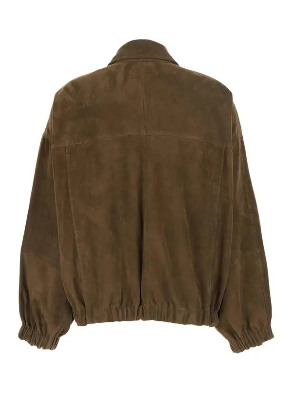 Brunello Cucinelli Suede Jacket With Classic Collar - Multicolor