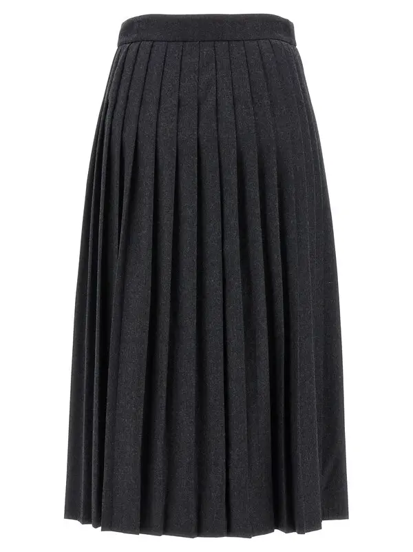 Prada Pleated Wool Midi Skirt
