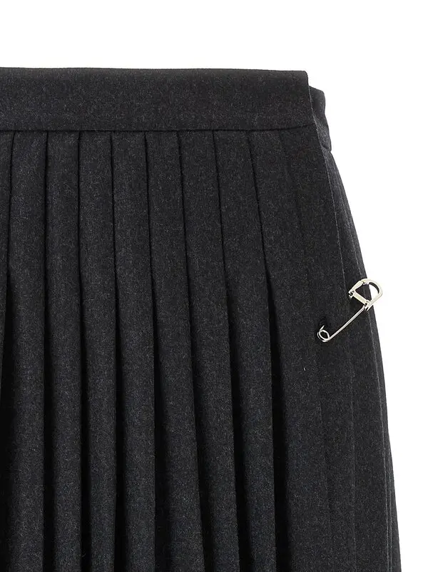 Prada Pleated Wool Midi Skirt