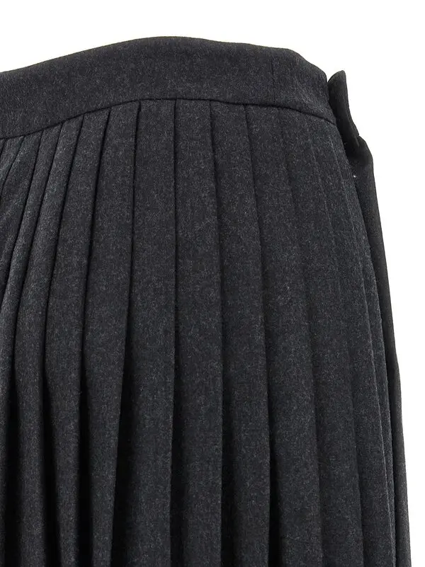 Prada Pleated Wool Midi Skirt