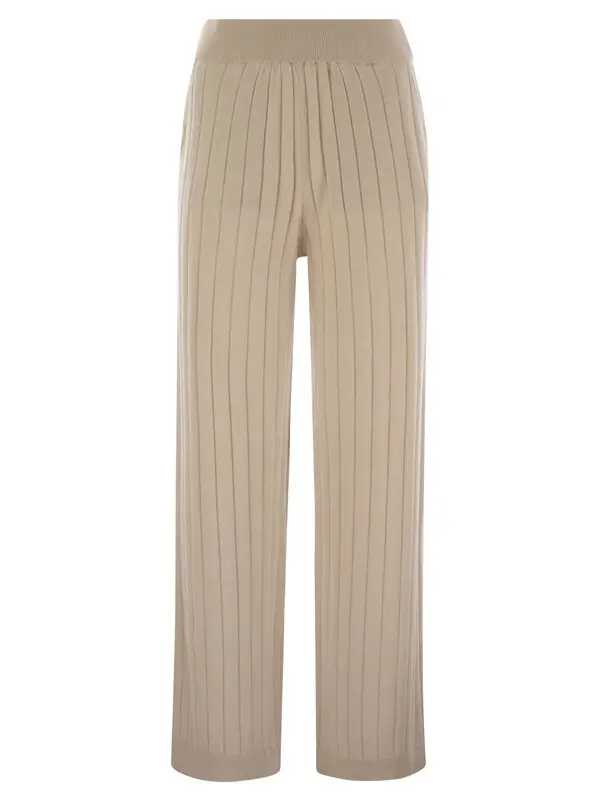 Brunello Cucinelli Cashmere Knit Trousers - Cream