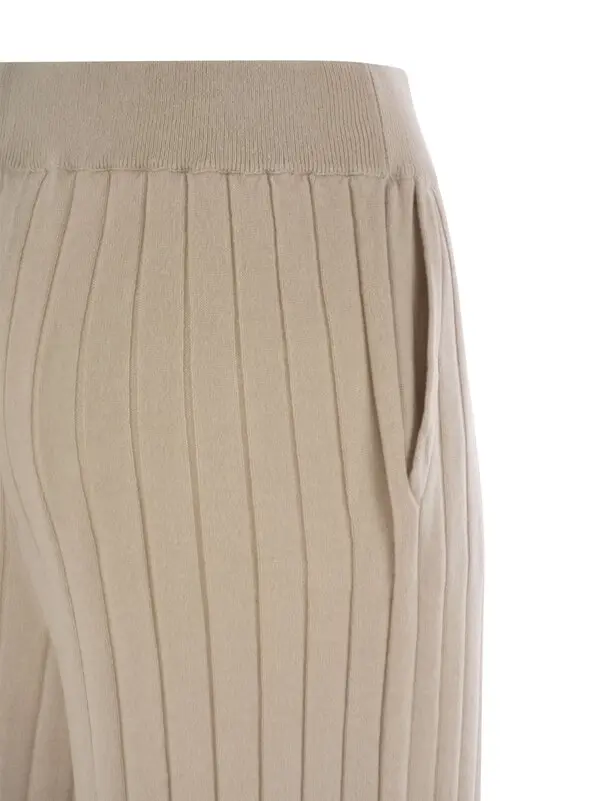 Brunello Cucinelli Cashmere Knit Trousers - Cream