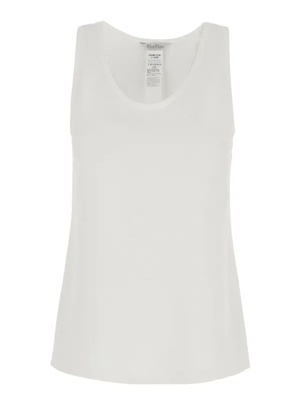 Max Mara Silk Round Neck Sleeveless Top - White