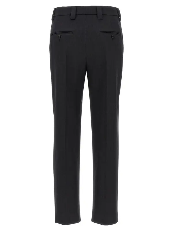 Prada Melange Virgin Wool Trousers - Gray