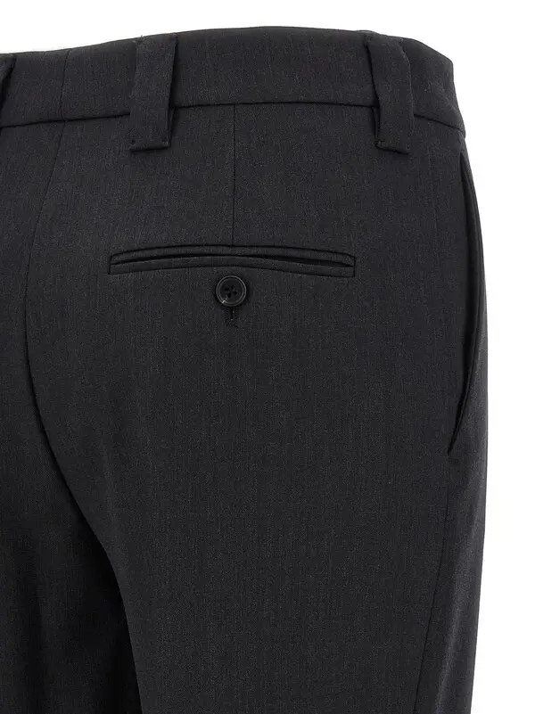 Prada Melange Virgin Wool Trousers - Gray