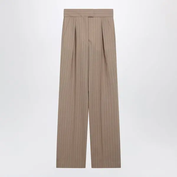 Valentino Garavani Pinstripe Wool Trousers - Cream