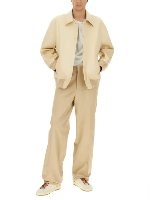LANVIN Buttoned Oversize Fit Cotton Jacket - Cream