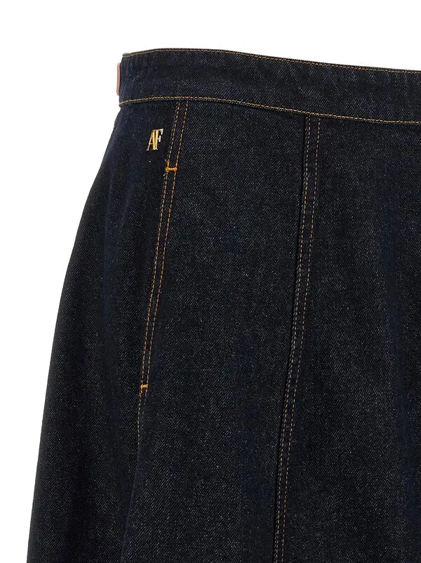 Alberta Ferretti Flared Denim Maxi Skirt