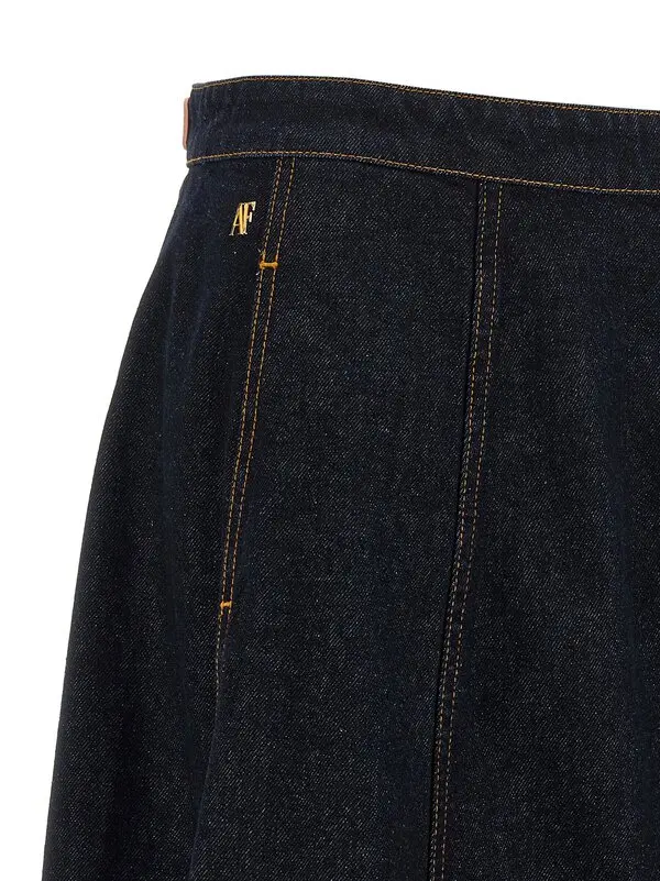 Alberta Ferretti Flared Denim Maxi Skirt