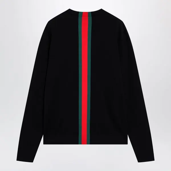 Gucci Knitted Cotton Sweater With Web Ribbon