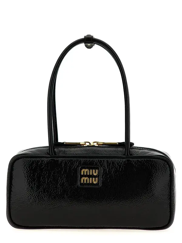 Miu Miu Glossy Lamb Leather Handbag - Black