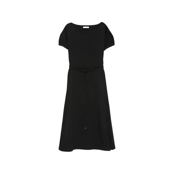 LEMAIRE Heavy Cotton Jersey Belted Midi Dress - Black