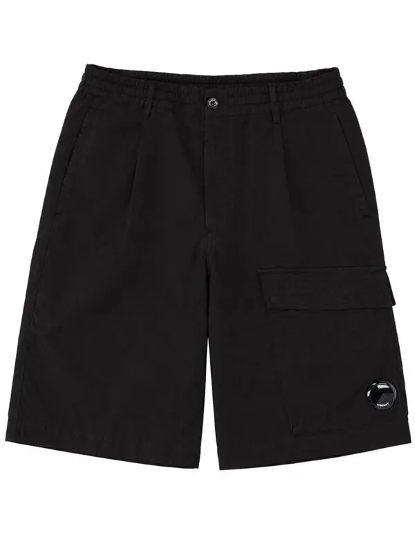 C.P. COMPANY Cargo Shorts With Logo Patch - Black