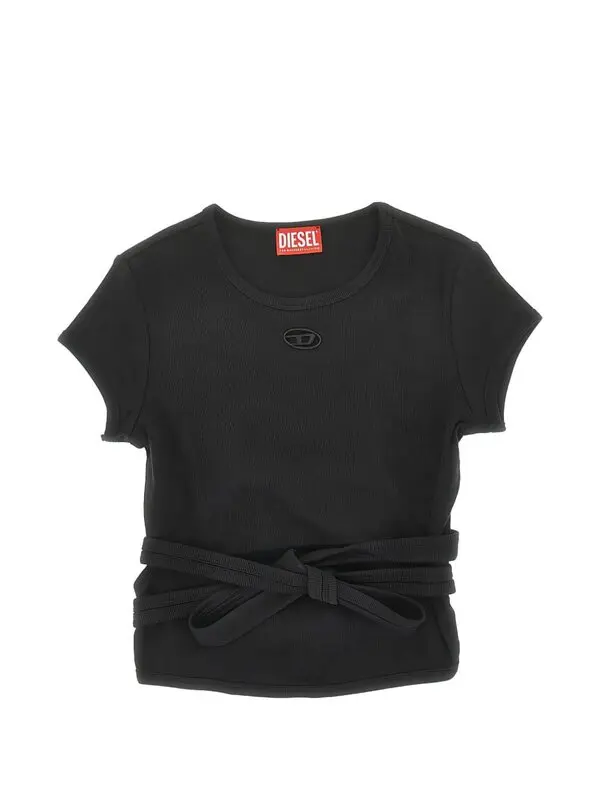 DIESEL® Cotton Waist Tie Short Sleeves Crew Neck T-shirt - Multicolor