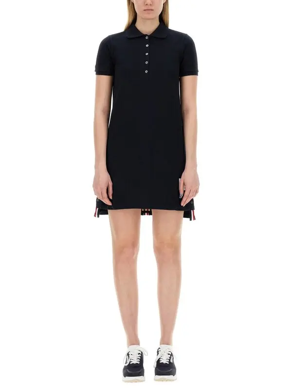 Thom Browne Cotton Pique Polo Shirt Dress - Blue