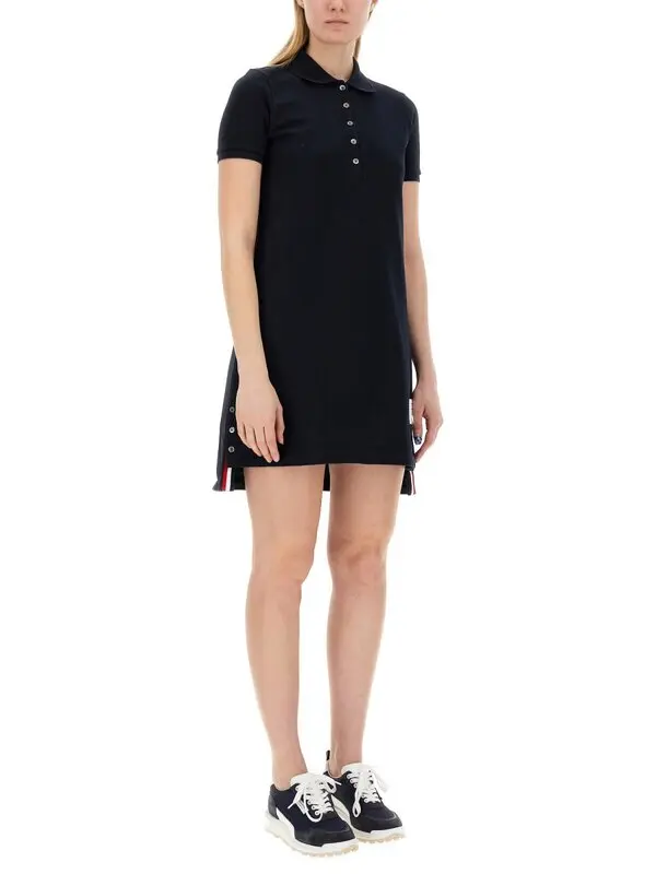 Thom Browne Cotton Pique Polo Shirt Dress - Blue