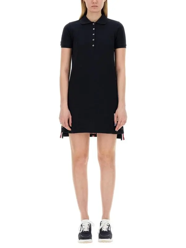 Thom Browne Cotton Pique Polo Shirt Dress - Blue