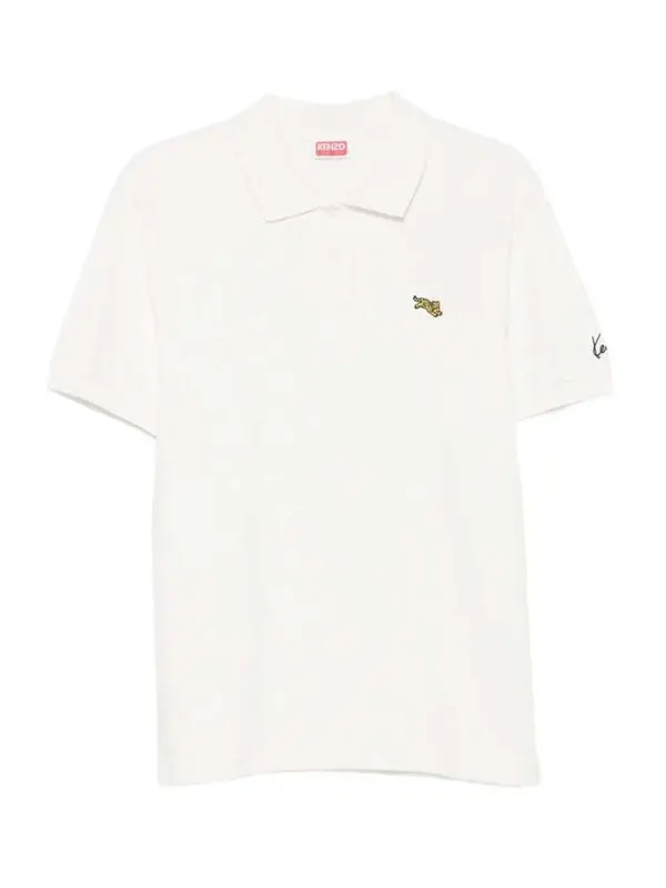 Kenzo Tiger-patch Polo Shirt - White