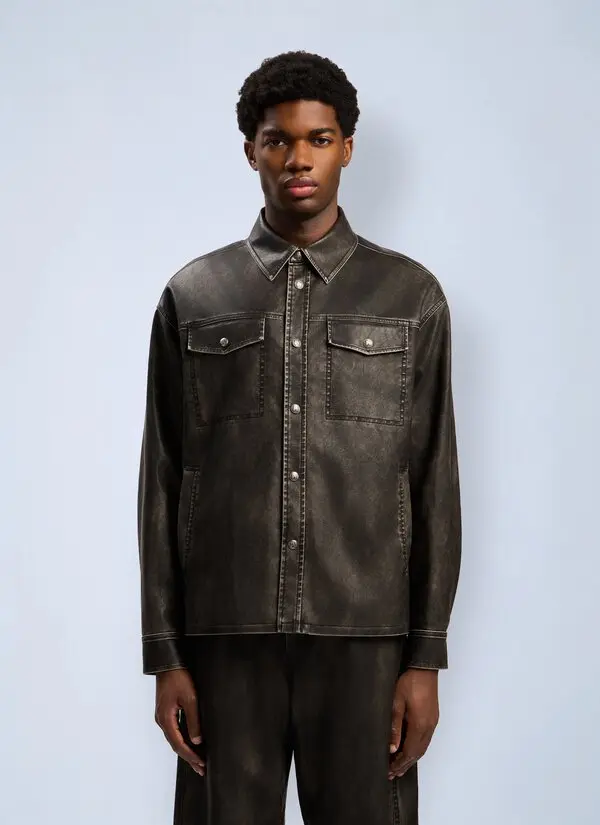 Palm Angels Curved Logo Coated Overshirt