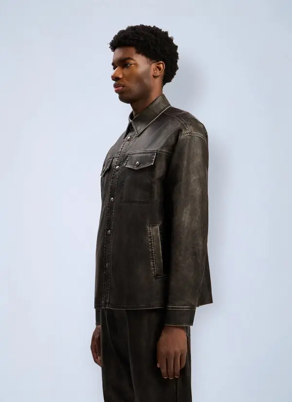 Palm Angels Curved Logo Coated Overshirt
