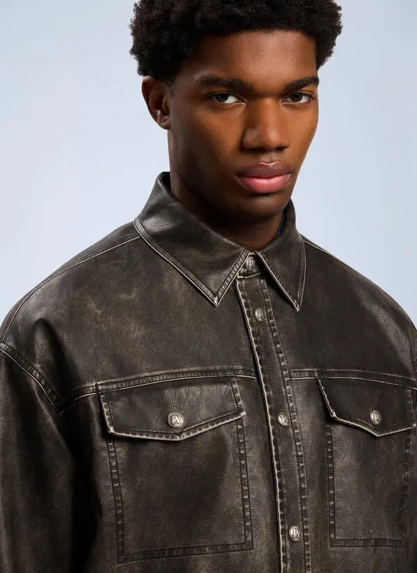 Palm Angels Curved Logo Coated Overshirt