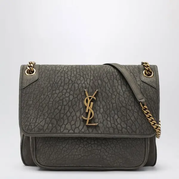 Saint Laurent Niki Crossbody Bag In Zinc Grey Lambskin Leather - Gray