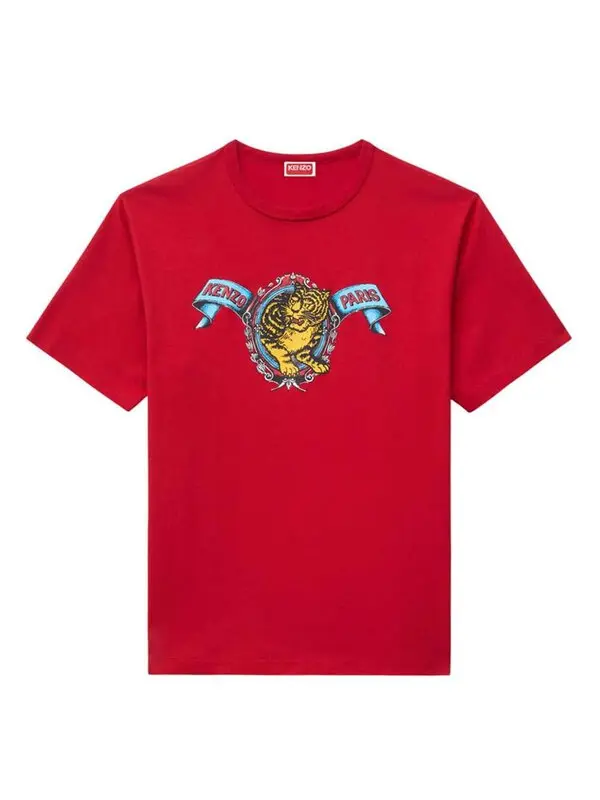 Kenzo Jumping Tiger` Cotton T-shirt - Red