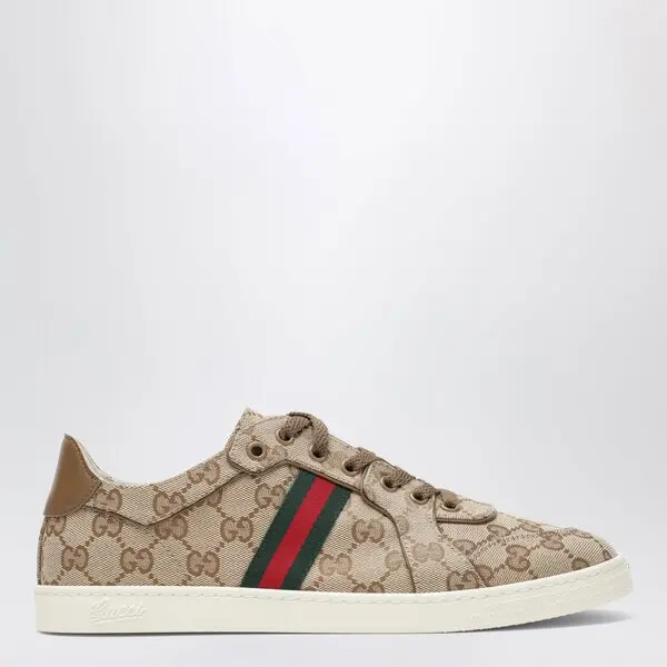Gucci Stretch Sneakers In Beige Sand Gg Canvas - Cream